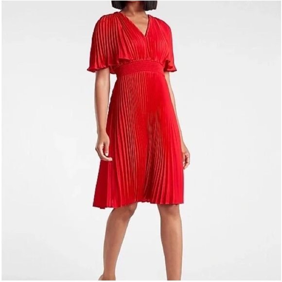 Express | Dresses | Express Pleated Red Dress Valentines Day | Poshmark